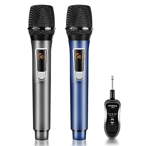 KITHOUSE Wireless Microphone GHz Metal Dual Handheld Cordless Dynamic Mic System With