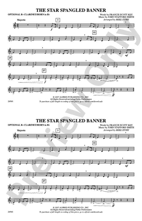 The Star Spangled Banner Optional Bb Clarinethorn In Bb Optional Bb