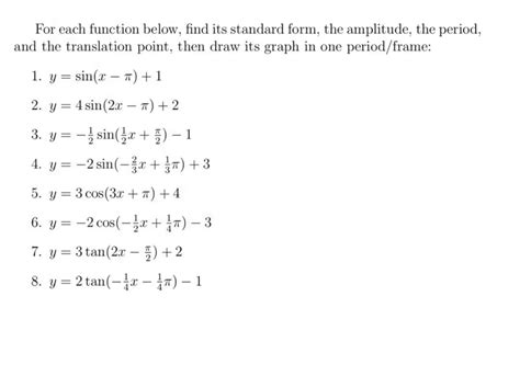 for each function below find its standard form the