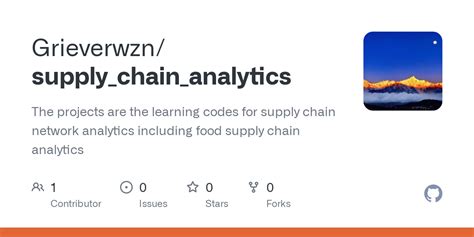 Github Grieverwznsupplychainanalytics The Projects Are The Learning Codes For Supply Chain