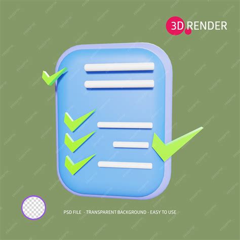 Premium Psd 3d Render Icon Checklist