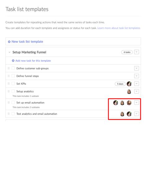 TaskListTemplates Redbooth