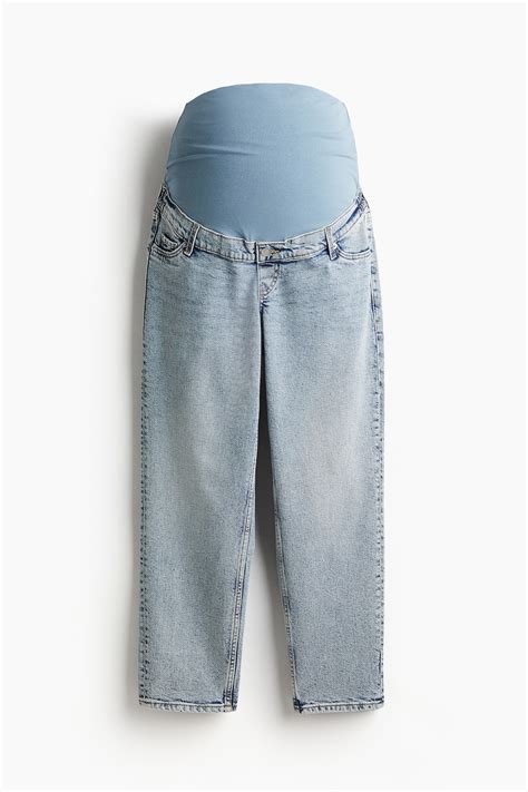 Mama Straight Ankle Jeans Light Denim Blue Ladies Handm Gb