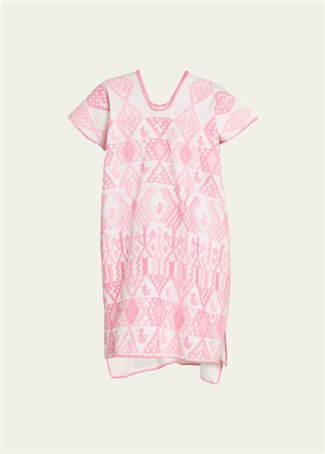 Pippa Holt Single Panel Duck Embroidered Mini Kaftan Bergdorf Goodman