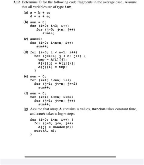 Solved 312 Determine Θ For The Following Code Fragments In