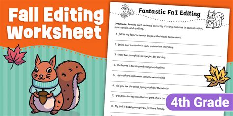 Fourth Grade Fantastic Fall Editing Sentences Worksheet