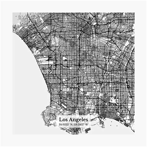 Lámina fotográfica Mapa de calles de la ciudad de Los Ángeles de LoveLilyDesign Redbubble