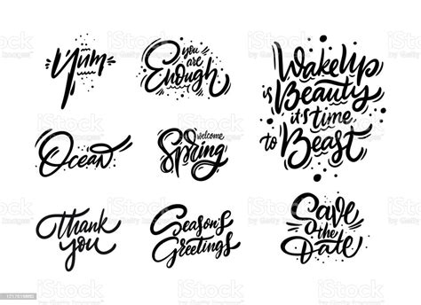 문자 따옴표 세트입니다 손으로 그린 현대 서예 블랙 컬러 벡터 그림입니다 흰색 배경에 격리 동기 부여에 대한 스톡 벡터 아트 및 기타 이미지 Istock