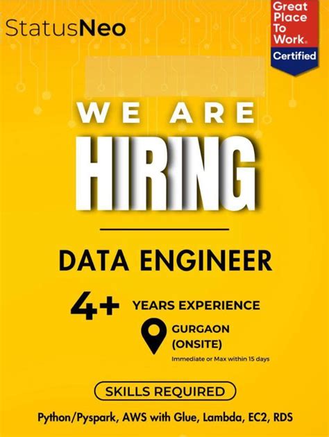 Statusneo Is Hiring For Data Engineer Dm Your Resume For Referral
