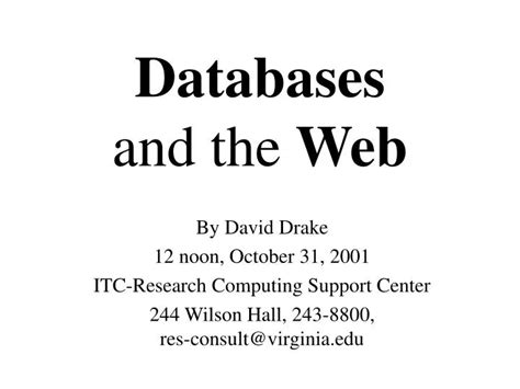 PPT Databases And The Web PowerPoint Presentation Free Download ID