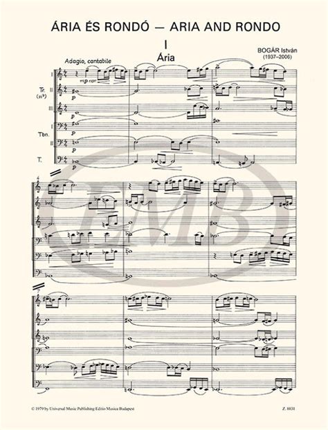 Bogár István Aria And Rondó Brass Sextet Score