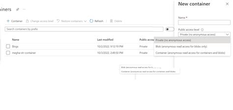 Azure When We Create A Container Within A Storage Account How Do We Know Whether We Create To