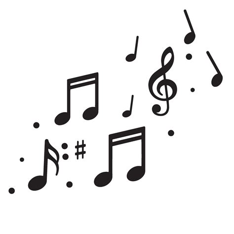 Black And White Musical Notes And Symbols Scattered On A White