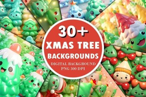 Chibi Xmas Tree 3d Kawaii Color Bundle Bundle · Creative Fabrica