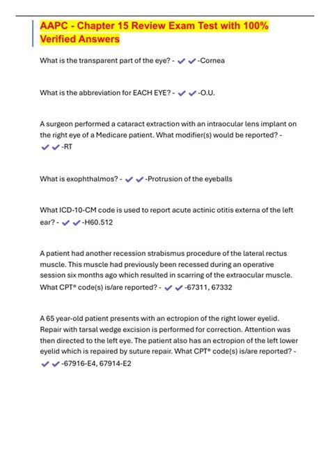 Aapc Chapter 15 Review Exam Test With 100 Verified Answers Aapc