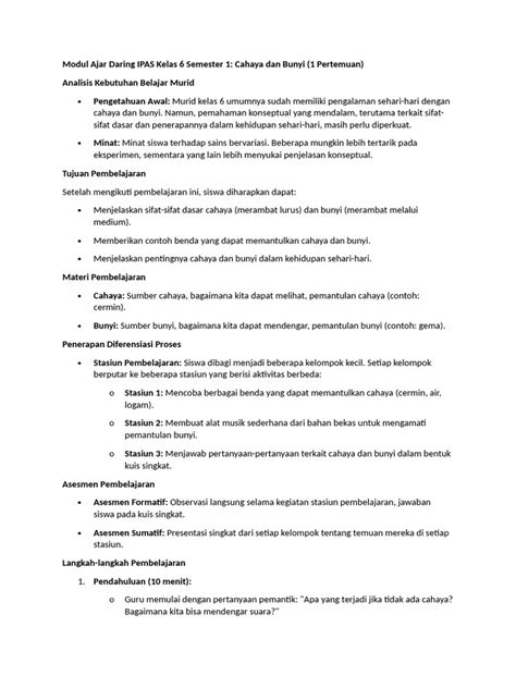 Modul Ajar Daring Ipas Kelas 6 Semester 1 Dyah N Pdf