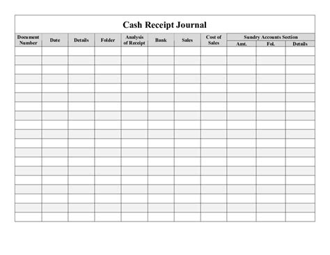 Cash Receipts Journal Template Free Download Journal Templates