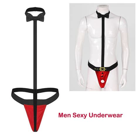 Mens Christmas Costume Mankini Bodysuit Jockstrap Wrestling Singlet