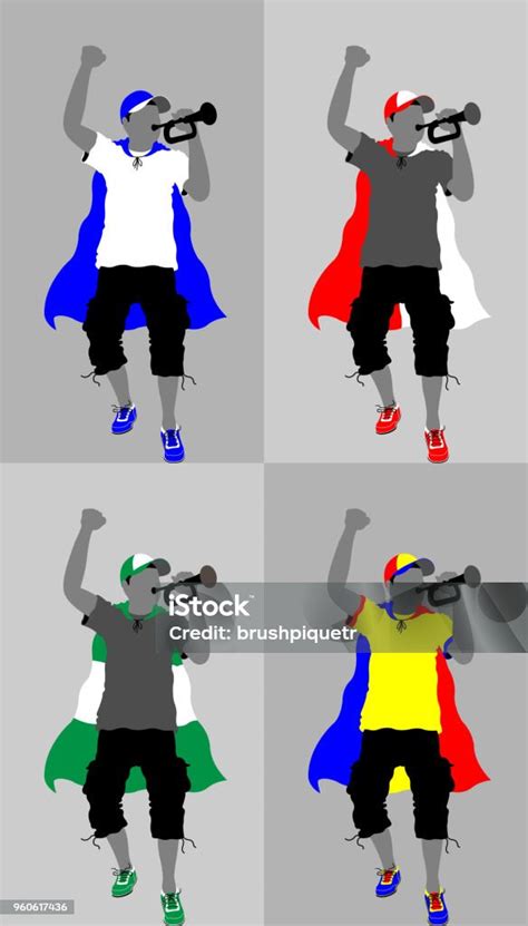 나 팔과 외 투 플래그와 함께 스포츠 팬 실루엣 농구 팀 스포츠에 대한 스톡 벡터 아트 및 기타 이미지 농구 팀 스포츠 팬 사람의 역할 나팔 Istock