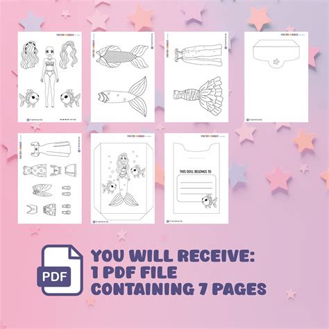 Mermaid Coloring Paperdoll Printable Mermaid Paper Doll Coloring Pages