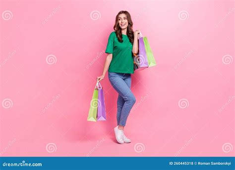 Full Length Photo Of Pretty Lady Wear Trendy Clothes Interested Look