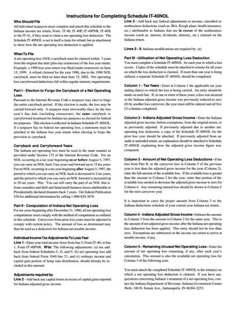 Instructions For Schedule It 40nol Individual Income Tax Net