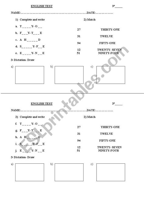 Numbers Test Esl Worksheet By Cerez