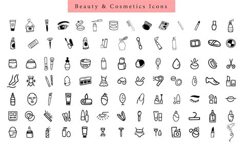 웹 및 모바일 앱용 미용 화장품 아이콘 터 일러스트레이션 프리미엄 벡터
