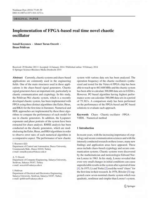 Pdf Implementation Of Fpga Based Real Time Novel Chaotic Oscillator Dokumentips