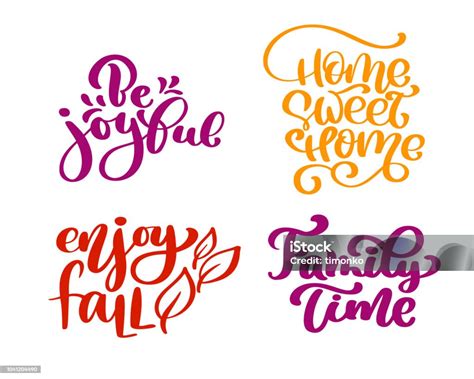 서 예 어구의 세트 수 즐거운 홈 달콤한 집가 추수 감사절에 대 한 가족과 시간을 즐길 수 휴일 가족 긍정적인 따옴표 글자 엽서나 포스터 그래픽 디자인 타이포 그래피