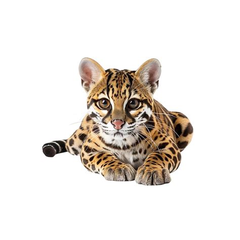 Adorable Gatito De Ocelot Acostado PSD Premium Generado Con IA