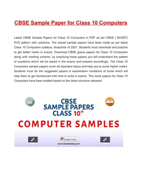 Ppt Cbse Sample Paper 2021 For Class 10 Computers Based On Revised