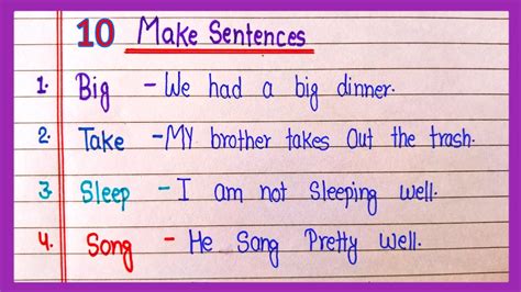 Make Sentences In English From 10 Words How To Make Sentences
