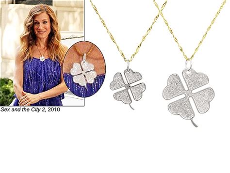 Carrie Bradshaws Celebrity Inspired Heart Clover Necklace Sex And The