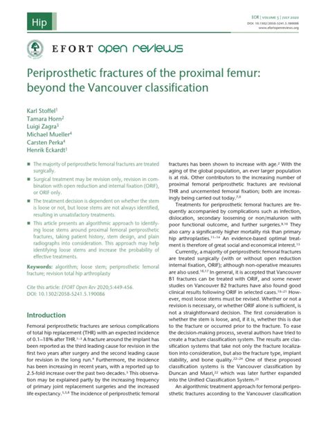 Periprosthetic Fractures Of The Proximal Femur Beyond The Vancouver