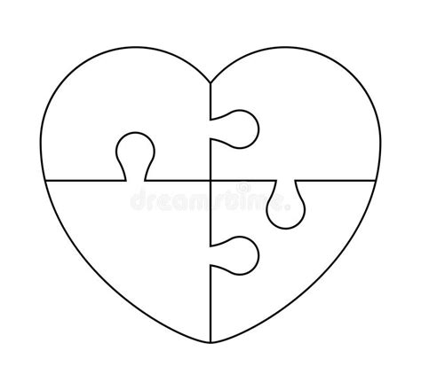 Puzzle Heart Outline Jigsaw Heart Frame Template Puzzle Pieces Stock
