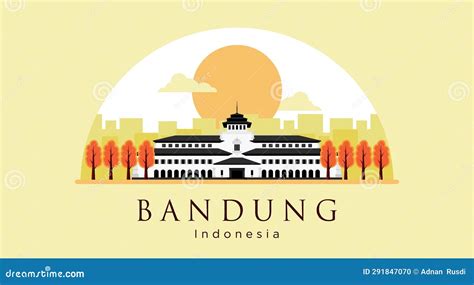 Gedung Sate Flat Style Vector Illustration The Icon Of Bandung West