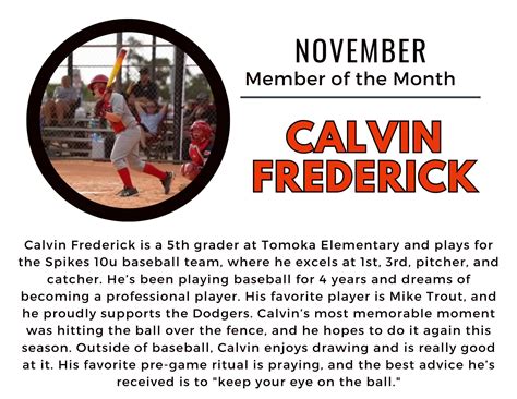 Volusia 🎉 November Member Of The Month Calvin Frederick 🎉 Meet Calvin Frederick Our