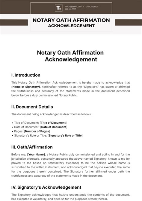 Free Notary Oath Affirmation Acknowledgement Template To Edit Online