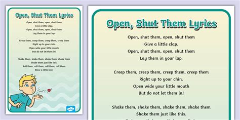 Open Shut Them Lyrics Twinkl