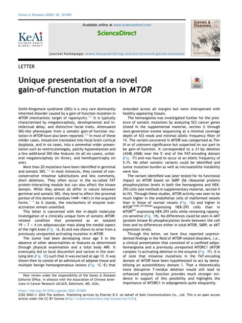 Unique Presentation Of A Novel Gain Of Function Mutation 2025 Genes