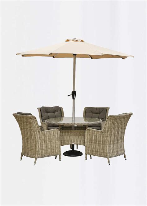 Ashton Rattan 4 Seat Outdoor Dining Set Dobbies Garden Centres