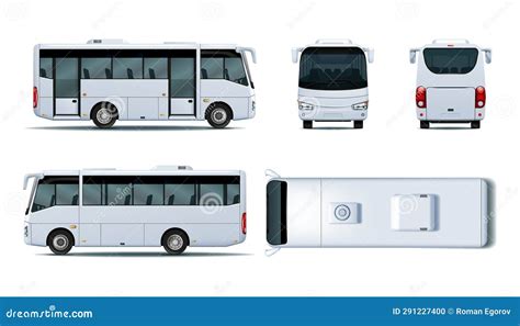 Mini Bus Mockup Minibus Different View Back Side Top And Front Stock