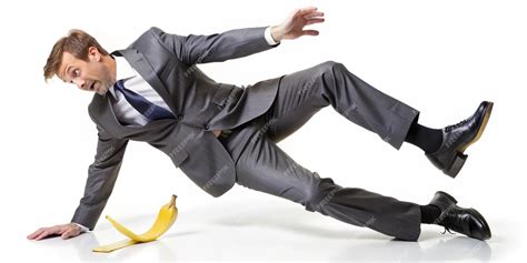 Businessman Slipping On A Banana Peel Premium Ai Generated Image