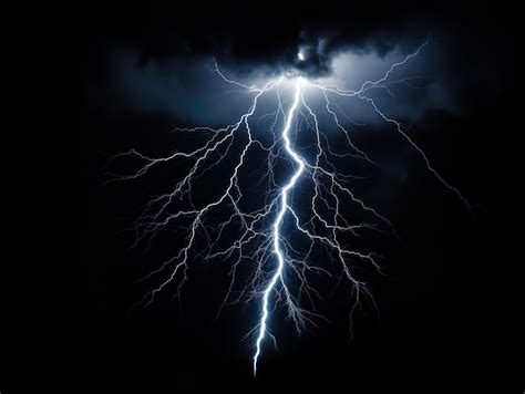 Premium Photo Lightning Strike Isolated In Black Background