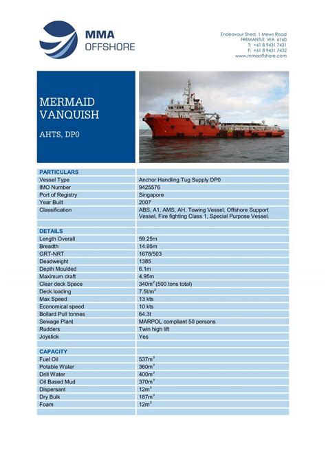 Download Full Vessel Specification Sheet