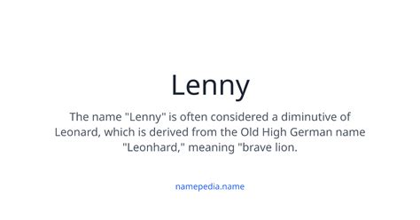 Lenny Meaning Origin Nicknames And Popularity Namepedia