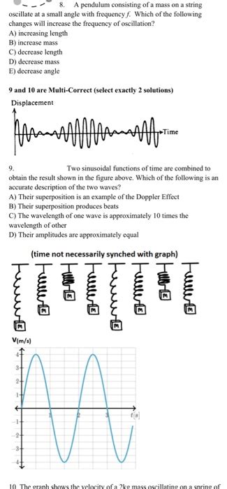 solved 8 a pendulum consisting of a mass on a string