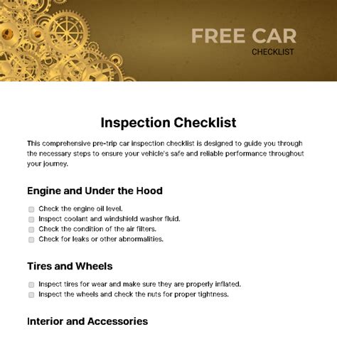 Free Car Checklist Template To Edit Online