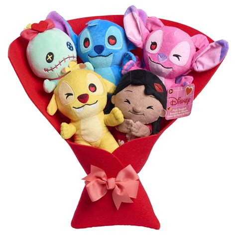Disney Stitch Valentine 14 Inch Large Plush Bouquet 5 Plushies